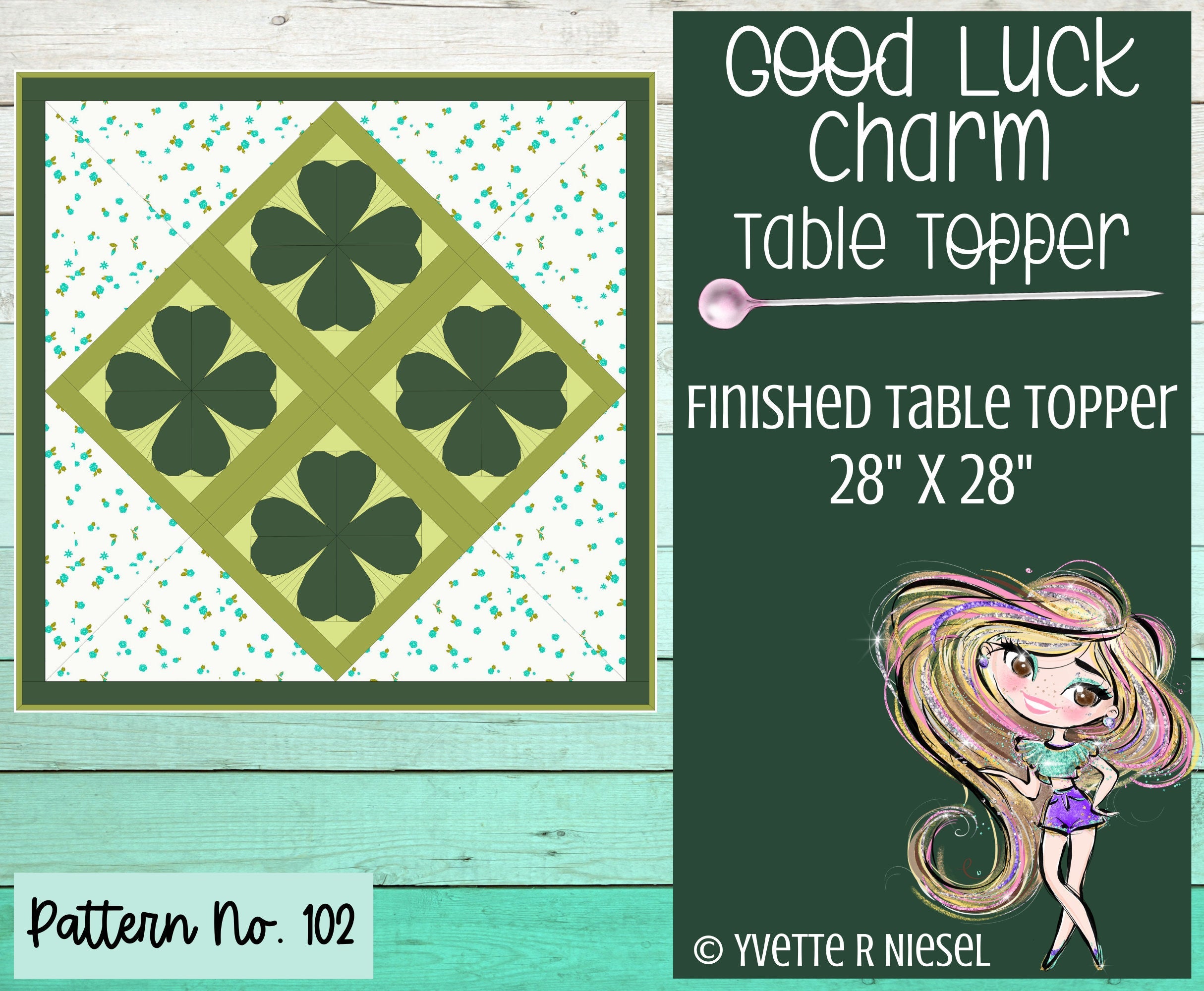 DIGITAL PATTERN | GOOD LUCK CHARM, Foundation Paper Pieced Tabletopper ...